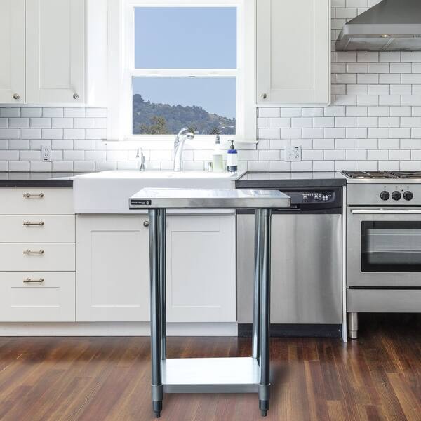 Stainless Steel Work Station - 24" Workbench Table & 24" Utility Shelf ...