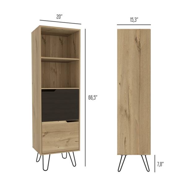 Aster Composite Wood Indoor Modern Slim Bookcase - Brown - Bed Bath ...