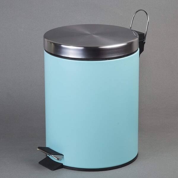 Creative Home 5 Liter Stainless Steel Round Shaped Step Trash Can, Aqua ...