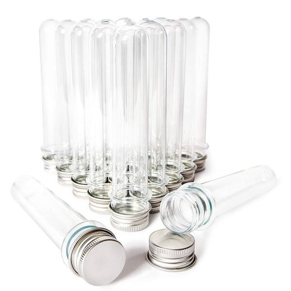 30 Pack Plastic Test Tubes with Caps Lids Aluminum 45ml for Labs ...