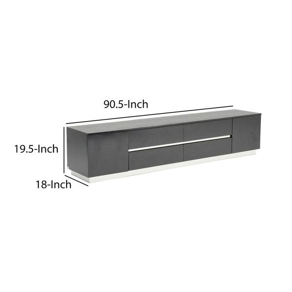 4 Drawers and 2 Doors Wooden TV Stand with Floating Plinth Base, Black ...