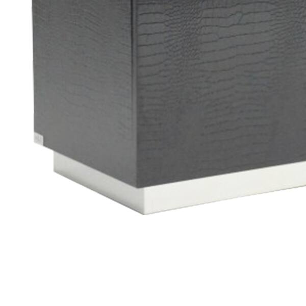 4 Drawers and 2 Doors Wooden TV Stand with Floating Plinth Base, Black ...