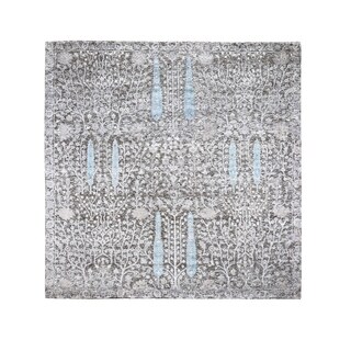 Shahbanu Rugs Square Cypress Tree Design Silk with Textured Wool Hand ...