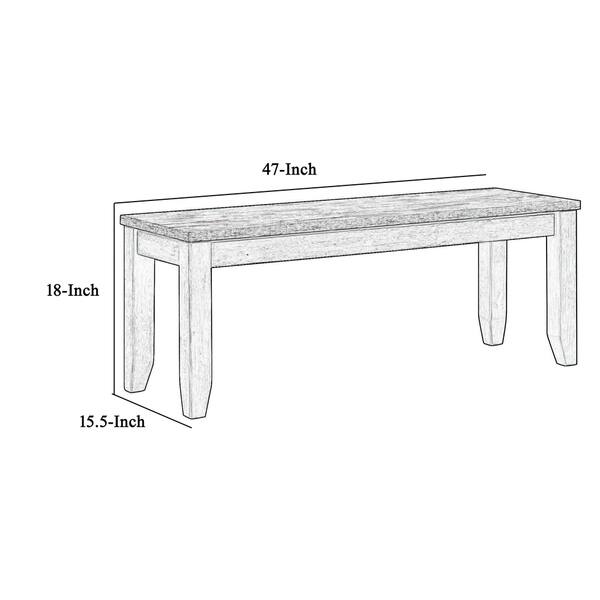 Wooden Frame Bench with Chamfered Legs and Grain Details, Gray - Bed ...