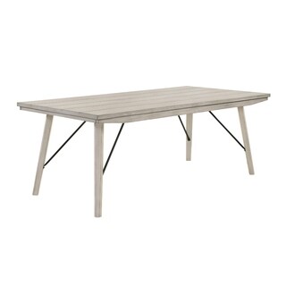 Plank Top Rectangular Dining Table with Braces Support, Antique White ...