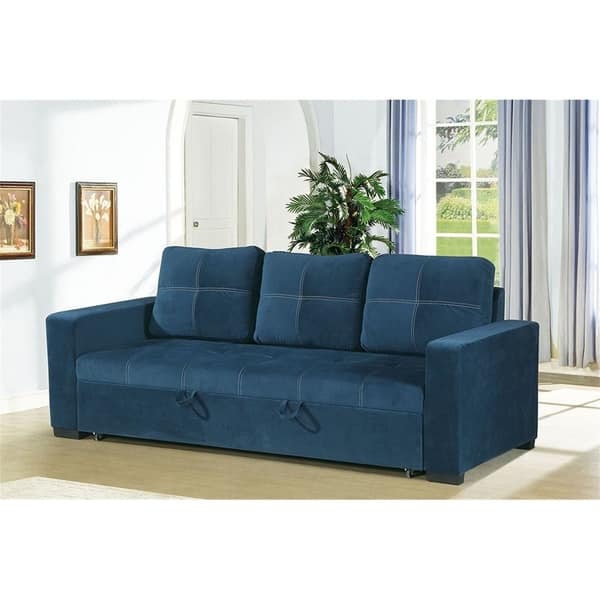 Polyfiber Fabric Convertible Sofa in Blue - Bed Bath & Beyond - 31109930