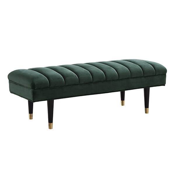 Rectangular Bench with Vertical Plush Tufted Seat and Tubular Legs ...