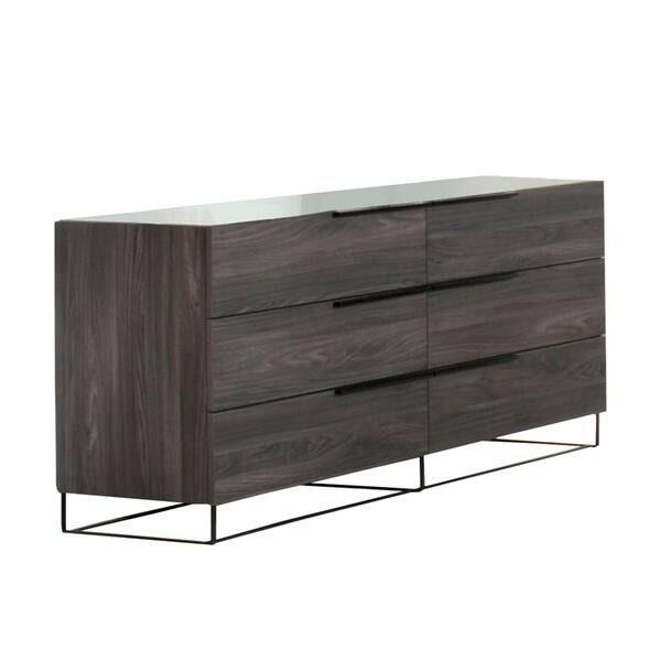 Wooden Frame Dresser with 6 Drawers with Metal Legs, Gray - Bed Bath ...