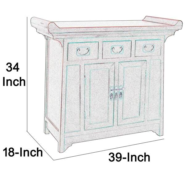 Wooden Cabinet with 3 Drawers and Raised Curved Sides, Red - Bed Bath ...