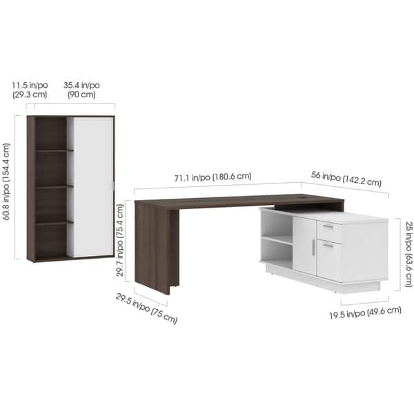 Bestar Equinox 2-Piece L-Shaped Desk and Storage Unit - Bed Bath ...