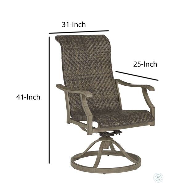 Curvaceous Wickered Outdoor Metal Frame Swivel Chair, Set of 2, Brown ...
