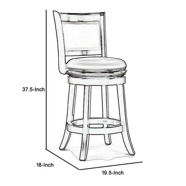 Round Wooden Swivel Counter Stool with Padded Seat and Back, Dark Brown ...