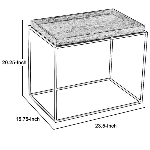 Tray Top Wooden End Table with Tubular Legs, Gray and Black - Bed Bath ...