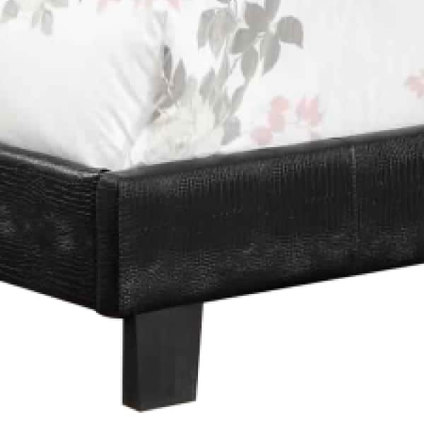 Textured Leatherette Queen Size Bed with Vertical Stitching, Black ...
