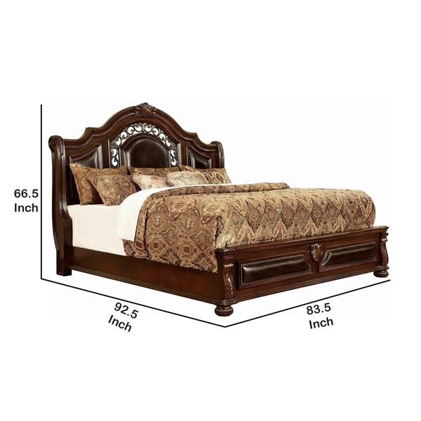 Traditional Eastern King Bed with Scalloped Headboard and Bun Feet ...