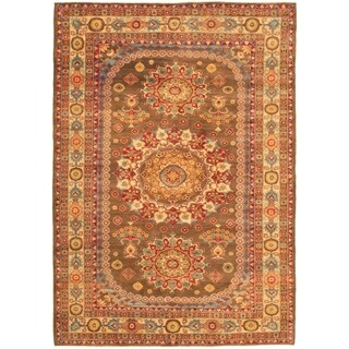Hand-knotted Finest Gazni Brown, Red Wool Rug - 6'7 x 9'6/6'7" x 9'6 ...
