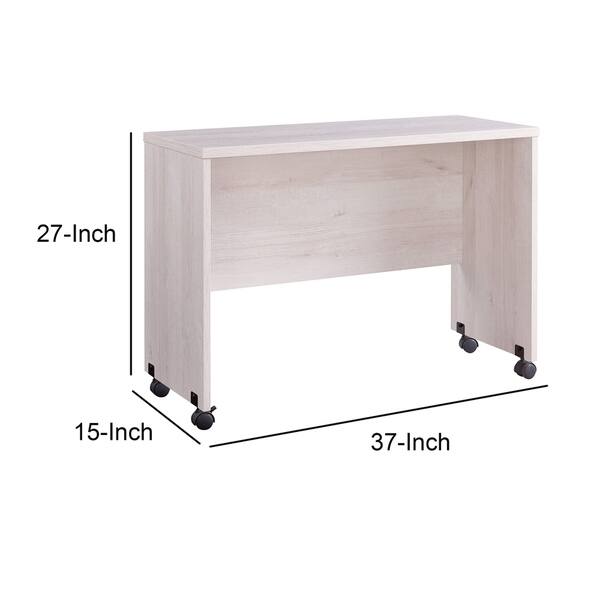 Rectangular Wooden Desk Return with Casters and Grain Details, White ...