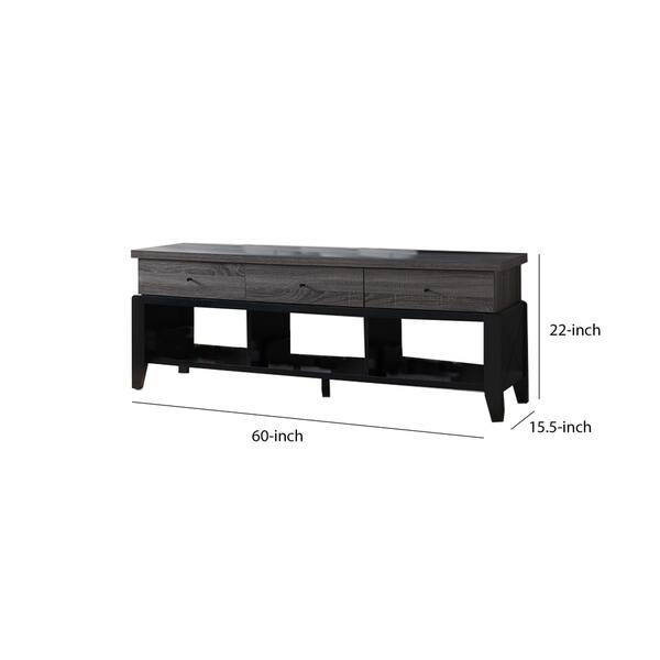 Wooden Frame TV Stand with 3 Drawers and 3 Open Compartments,Gray and ...