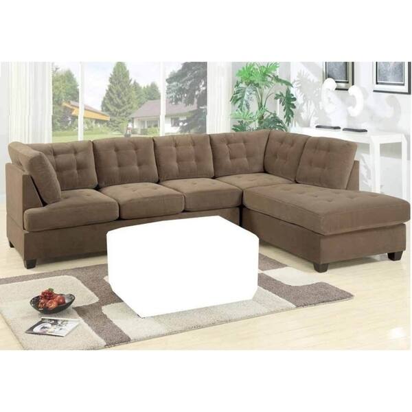 Waffle Suede Sectional Sofa, Brown - On Sale - Bed Bath & Beyond - 31137375