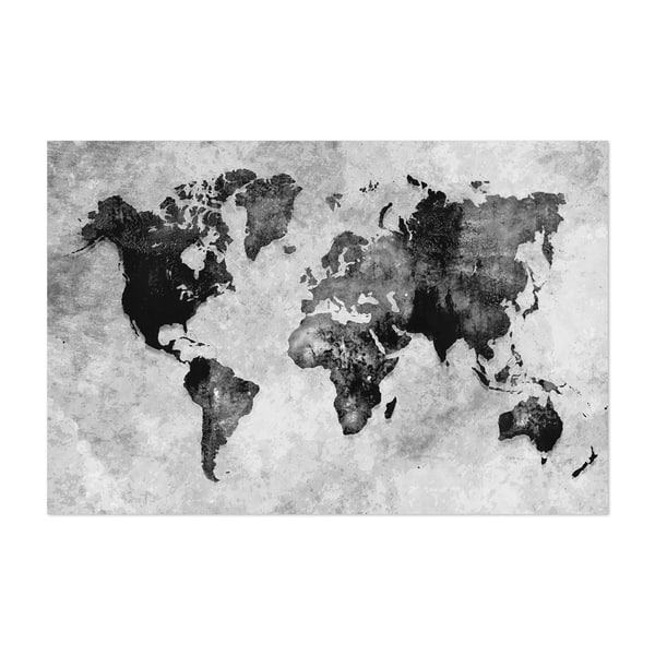 Atlas Black And White Journey Map Unframed Wall Art Print/Poster - Bed ...