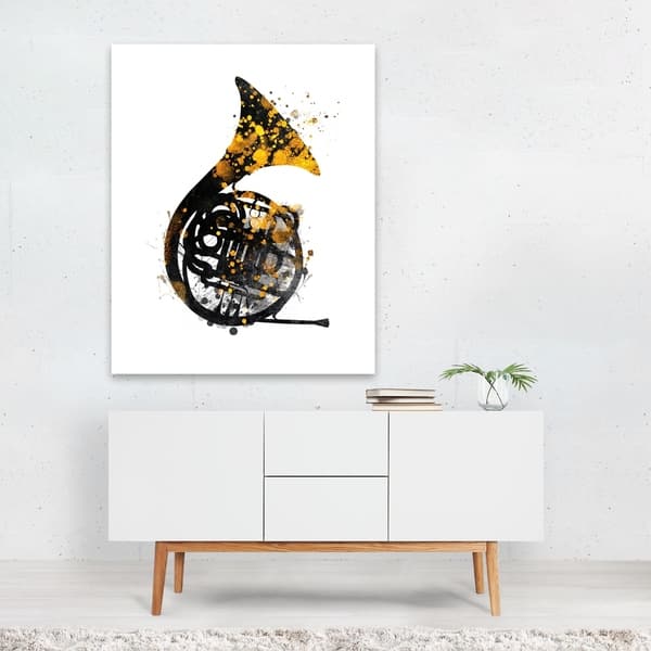 Black French Horn Gold Instrument Music Unframed Wall Art Print/Poster ...