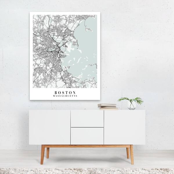 Boston Massachusetts Maps Minimal Unframed Wall Art Print/Poster - Bed ...