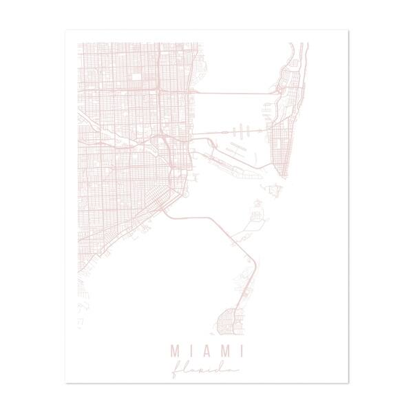 Miami Florida Maps Minimal Unframed Wall Art Print/Poster - Bed Bath ...
