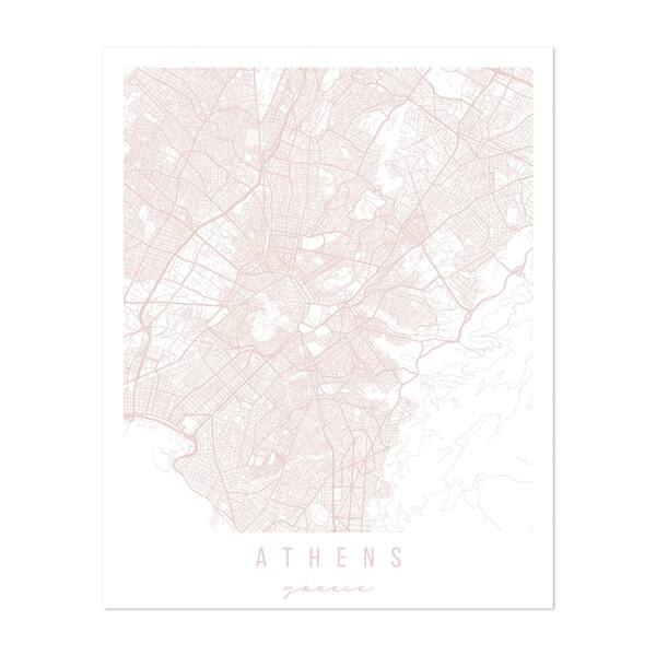 Athens Greece Maps Minimal Unframed Wall Art Print/Poster - Bed Bath ...
