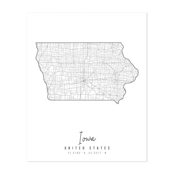 Iowa Maps Minimal Unframed Wall Art Print/Poster - Bed Bath & Beyond ...