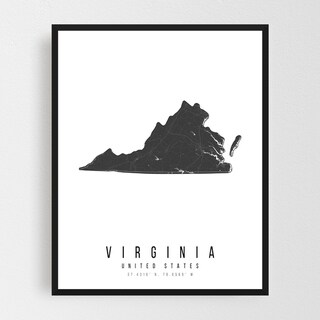 Virginia Maps Minimal Framed Wall Art Print - Bed Bath & Beyond - 31146343