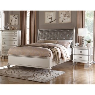Queen Bed With Tufted Headboard,Silver - Bed Bath & Beyond - 31170169