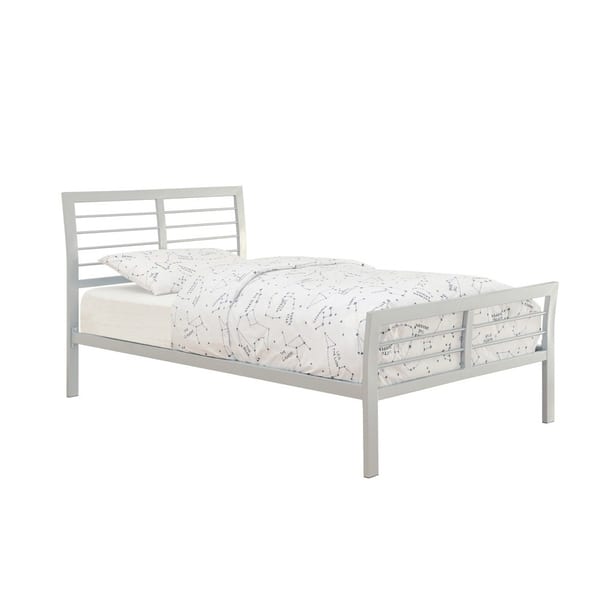 Contemporary Metal Tubular Twin Size Bed with Horizontal Bars, Silver ...