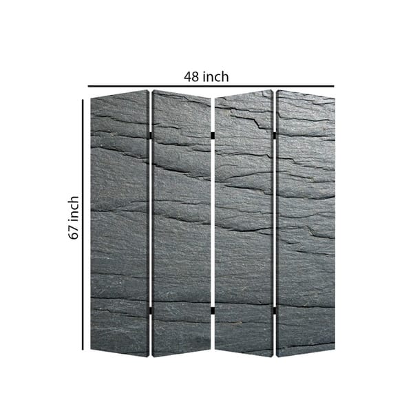 4 Panel Canvas and Metal Frame Room Divider, Slate Gray - Bed Bath ...