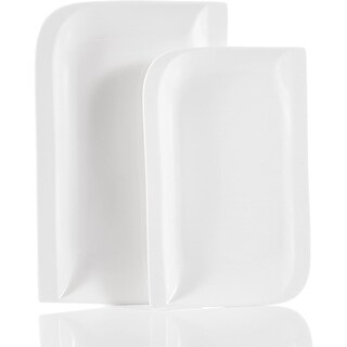 2-Piece Ivory White Porcelain Rectangular Plates - Bed Bath & Beyond ...