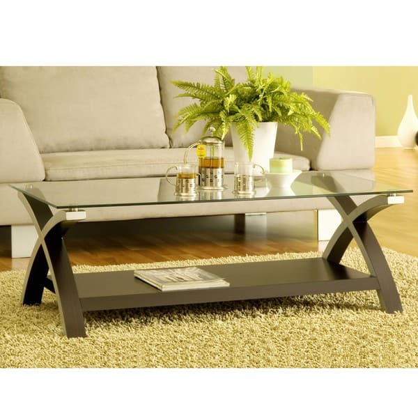 Furniture of America Contemporary 48-inch Coffee Table with Glass Top ...
