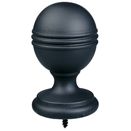 Black 8-Foot Fluted Wood Curtain Rod with Ball Finial - Overstock - 3228346
