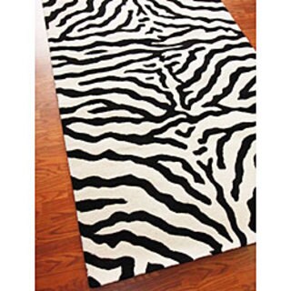 nuLOOM Zebra Animal Pattern Black/ White Wool Rug (5' x 8') - multi ...
