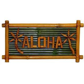 Bamboo 'Aloha' Tiki Sign (Vietnam) - Bed Bath & Beyond - 3409359