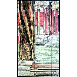 Mosaic 'Roman Bath Column' 45-tile Ceramic Wall Mural - Bed Bath ...