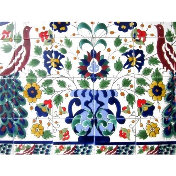 Mosaic 'Peacock' 40-tile Ceramic Wall Mural - Bed Bath & Beyond - 3522737