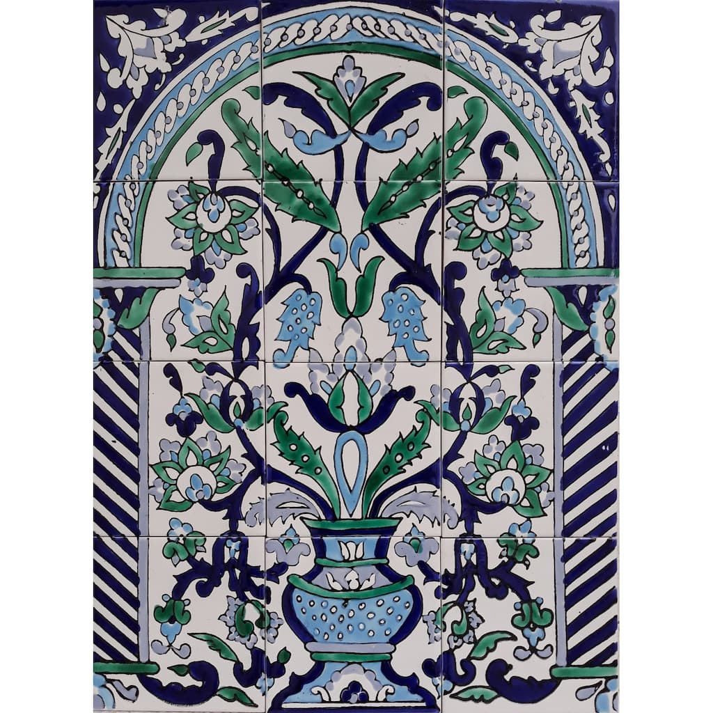 Arabesque Antique-style 12-tile Ceramic Wall Mosaic - Overstock - 3552678