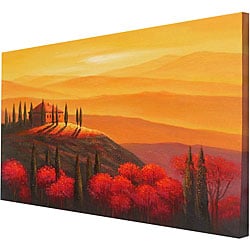 Hand-painted 'Sunset Tuscany' Canvas Art - Bed Bath & Beyond - 3819362
