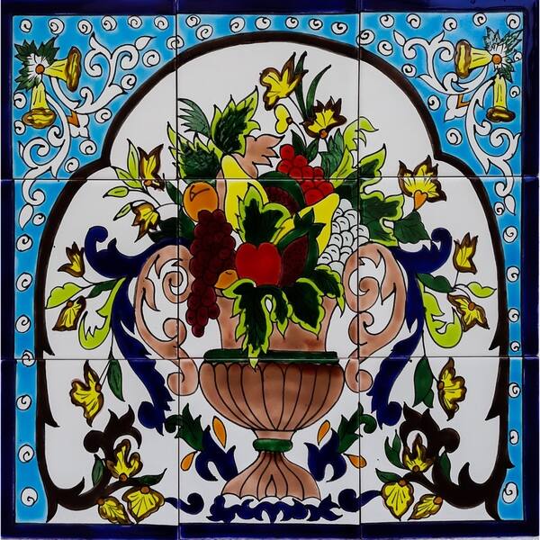 Floral Backsplash Art 9-tile Ceramic Wall Mural - Bed Bath & Beyond ...