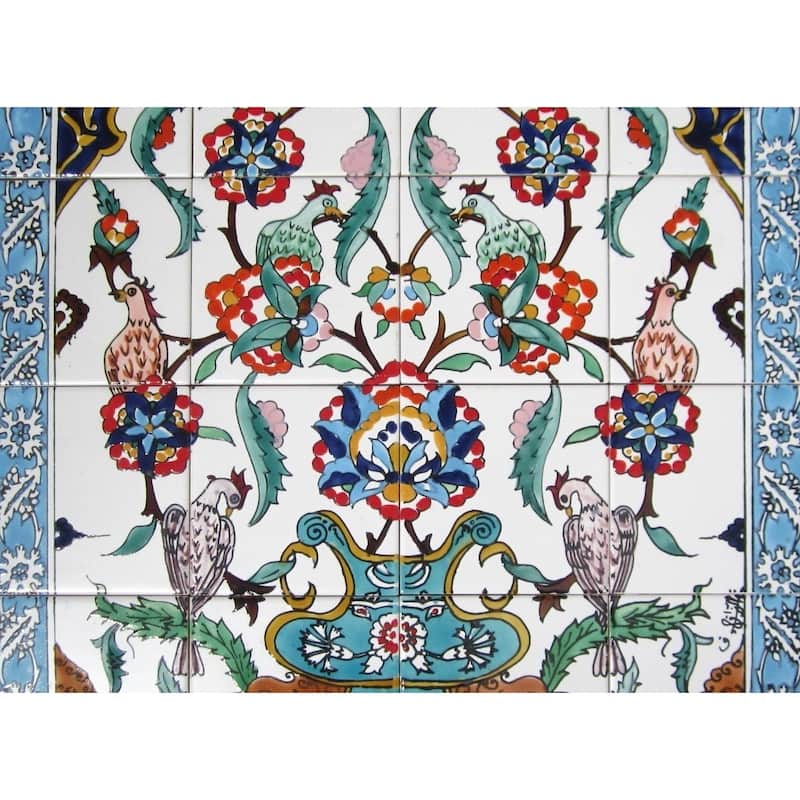 Floral Arch Blue Pot Set 20 Ceramic Tile Decorative Wall Mural ...
