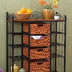 The Curated Nomad Belize Storage Shelves with Rattan Baskets - Bed Bath ...