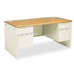 HON 3800 Series Double Pedestal Oak Desk - Bed Bath & Beyond - 4026662