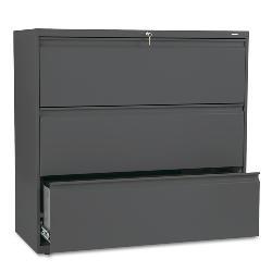 HON 800 Series 42-Inch-Wide 3-Drawer Lateral File Cabinet in Charcoal ...