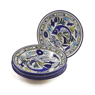 Set of 4 Aqua Fish Pasta/ Salad Bowls (Tunisia) - Bed Bath & Beyond ...