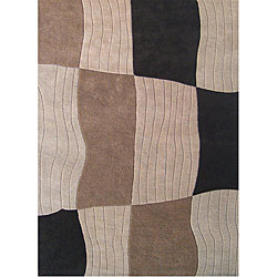 Hand-tufted Cameron Blocks Wool Rug - Charcoal/Grey - 5' x 8' - Bed ...