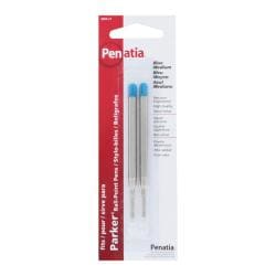 Penatia Blue Medium Ball Point Parker Pen Refills (Pack of 12) - Bed ...